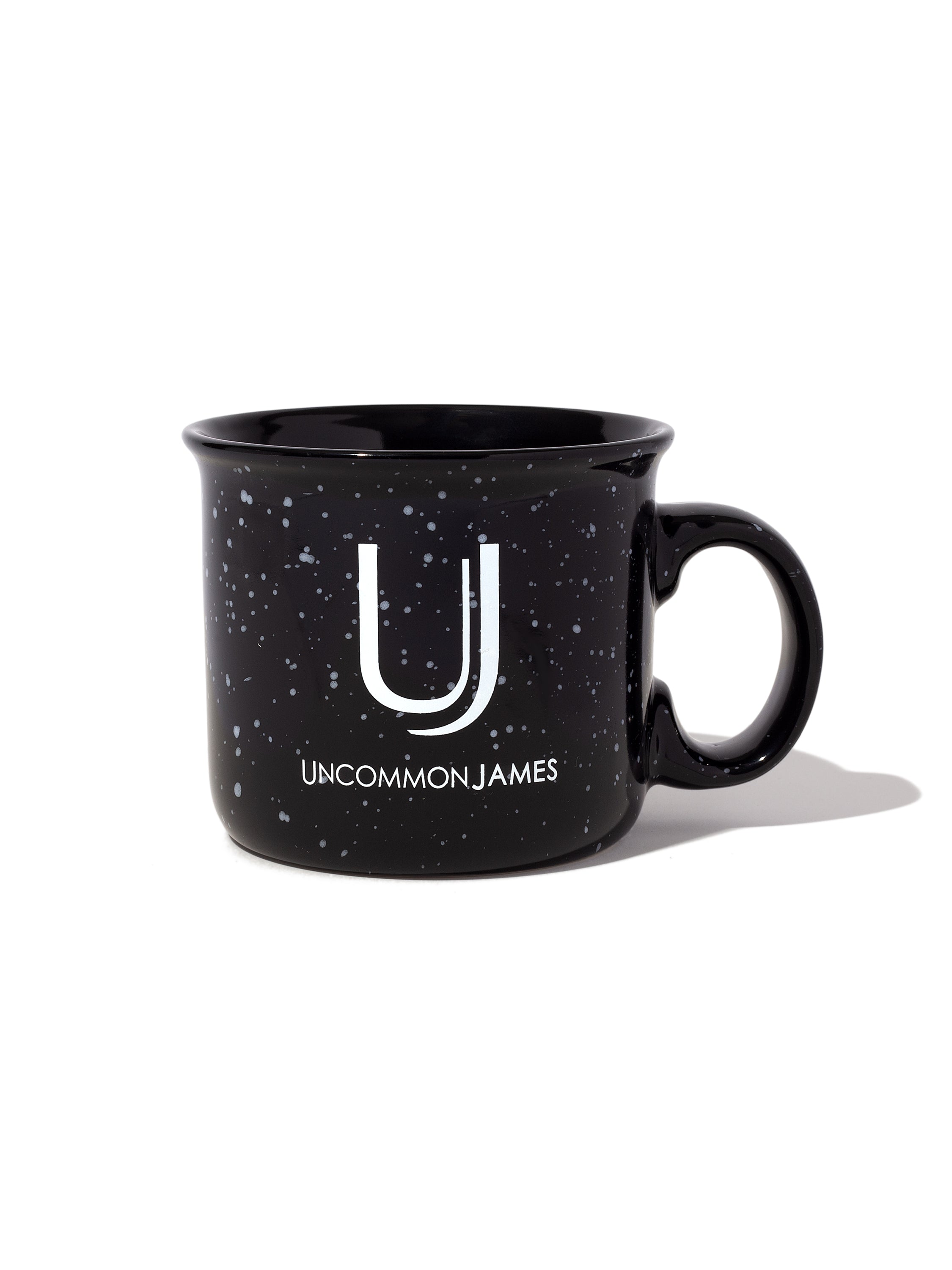 Uncommon James Logo Black Speckled Ceramic Mug | Uncommon James
