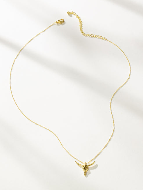 Fighter Longhorn Pendant Necklace in Gold | Uncommon James