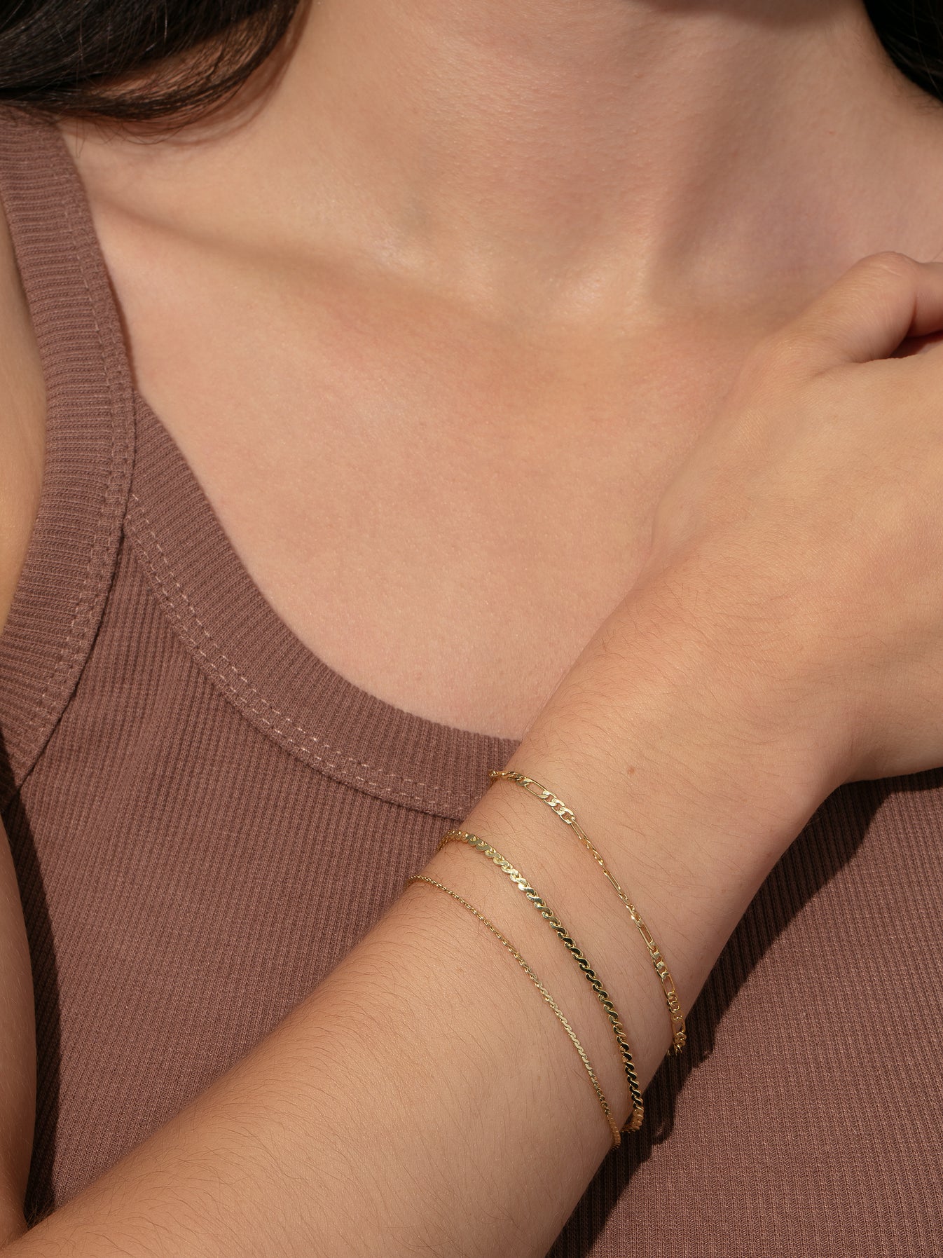 Gilded Chain Bracelets Set of Three in Gold | Uncommon James