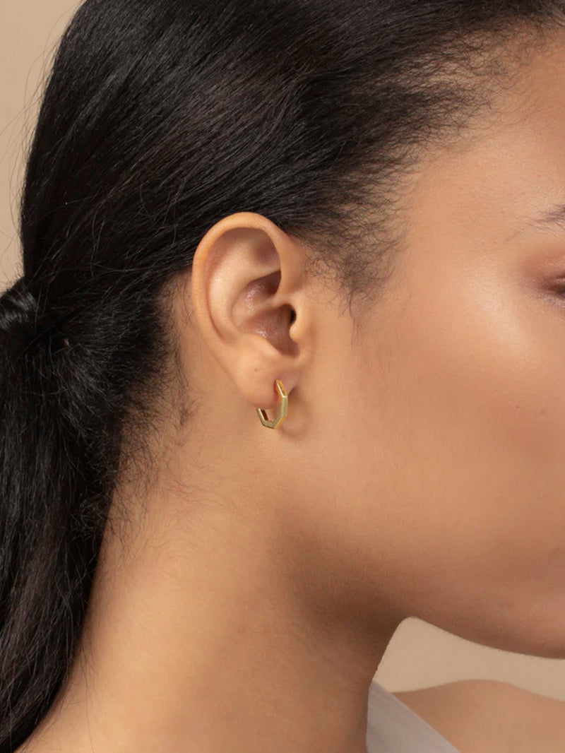 Side By Side Geometric Huggie Earrings in Gold | Uncommon James