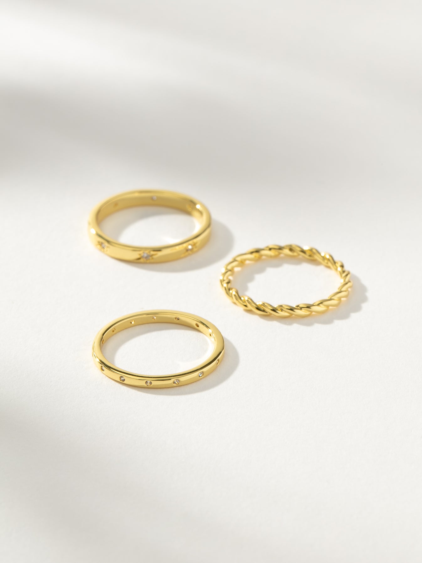 Triad Everyday Ring Set of Three in Gold | Uncommon James