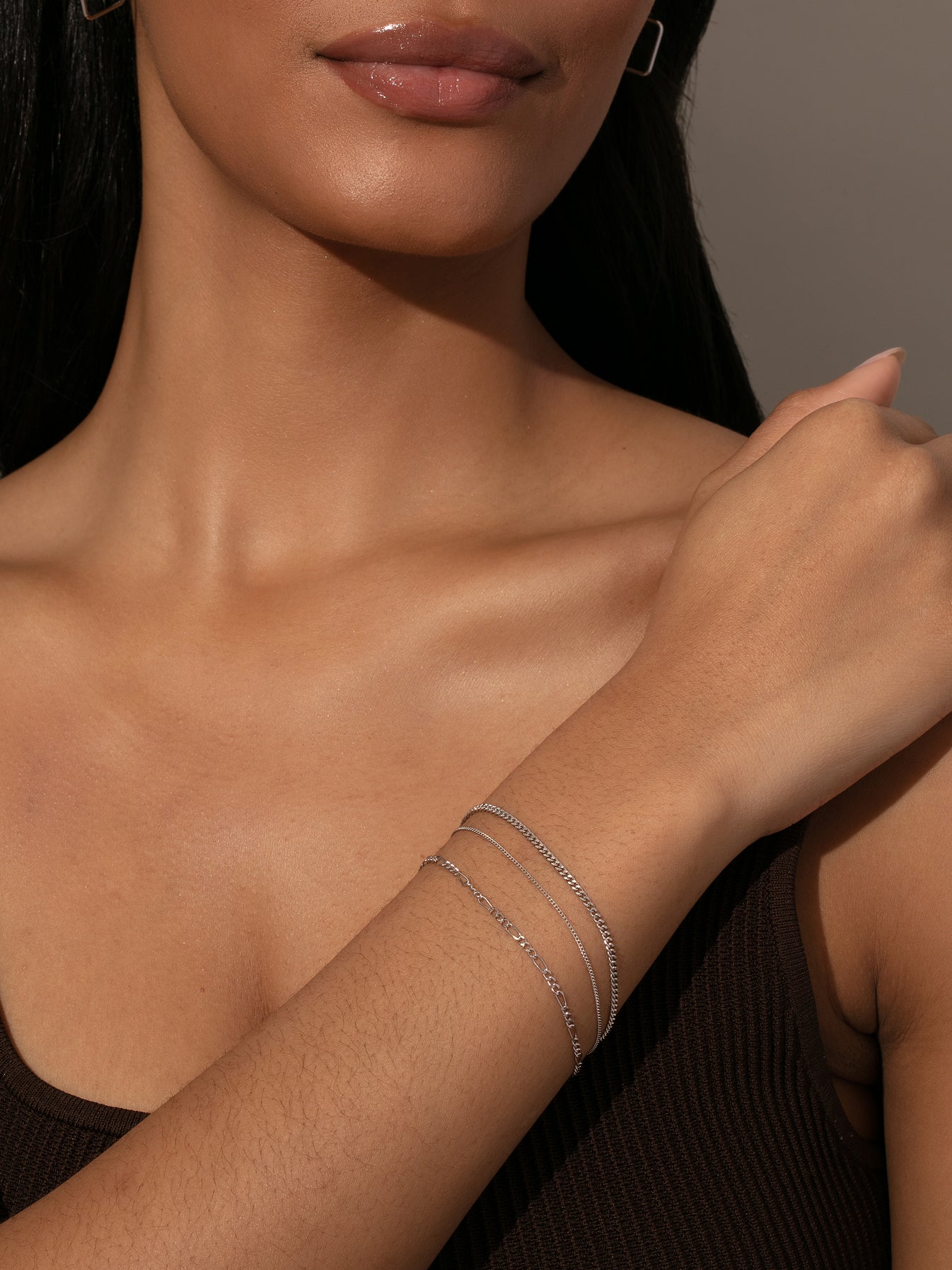 Sterling Silver Mini Gilded Dainty Chain Bracelet Set | Uncommon James