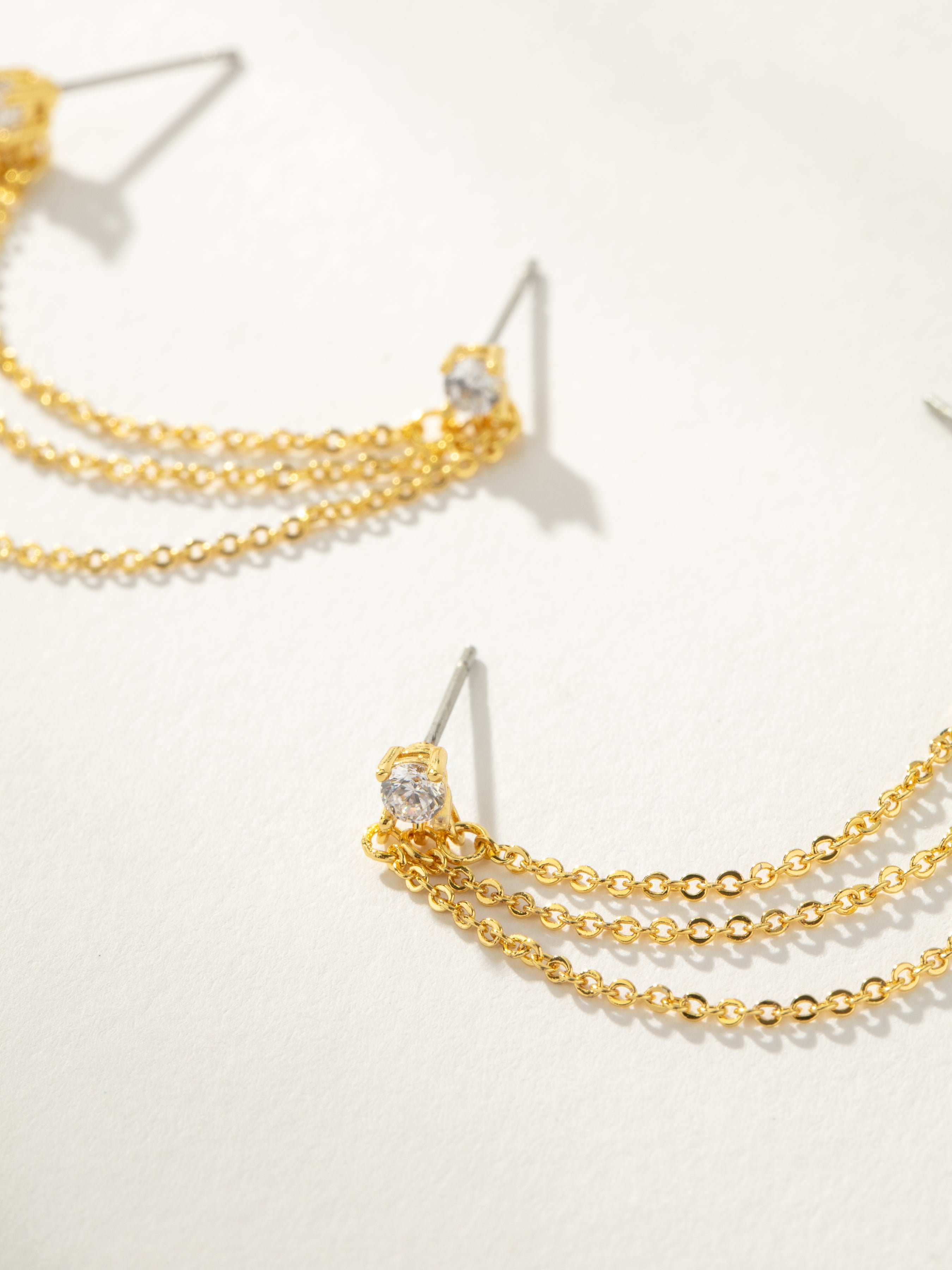 Triple Chain Ear Climber Earrings in Gold | Uncommon James