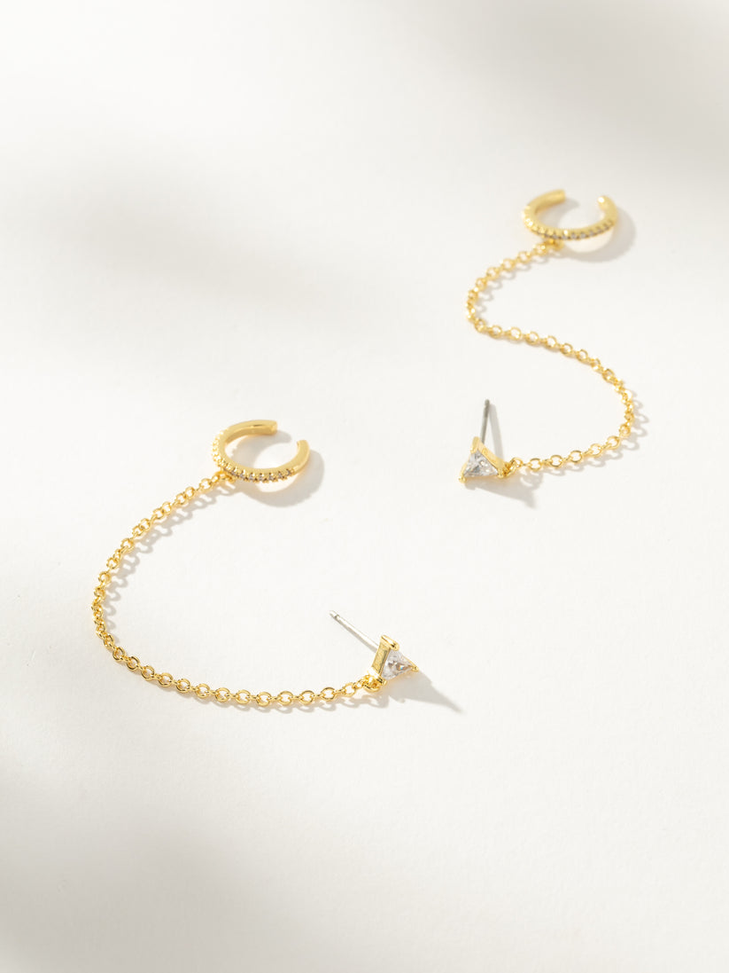 Chain and Cuff Ear Climber Earrings in Gold | Uncommon James