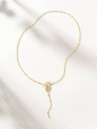 Pavé Butterfly and Chain Lariat Necklace in Gold | Uncommon James