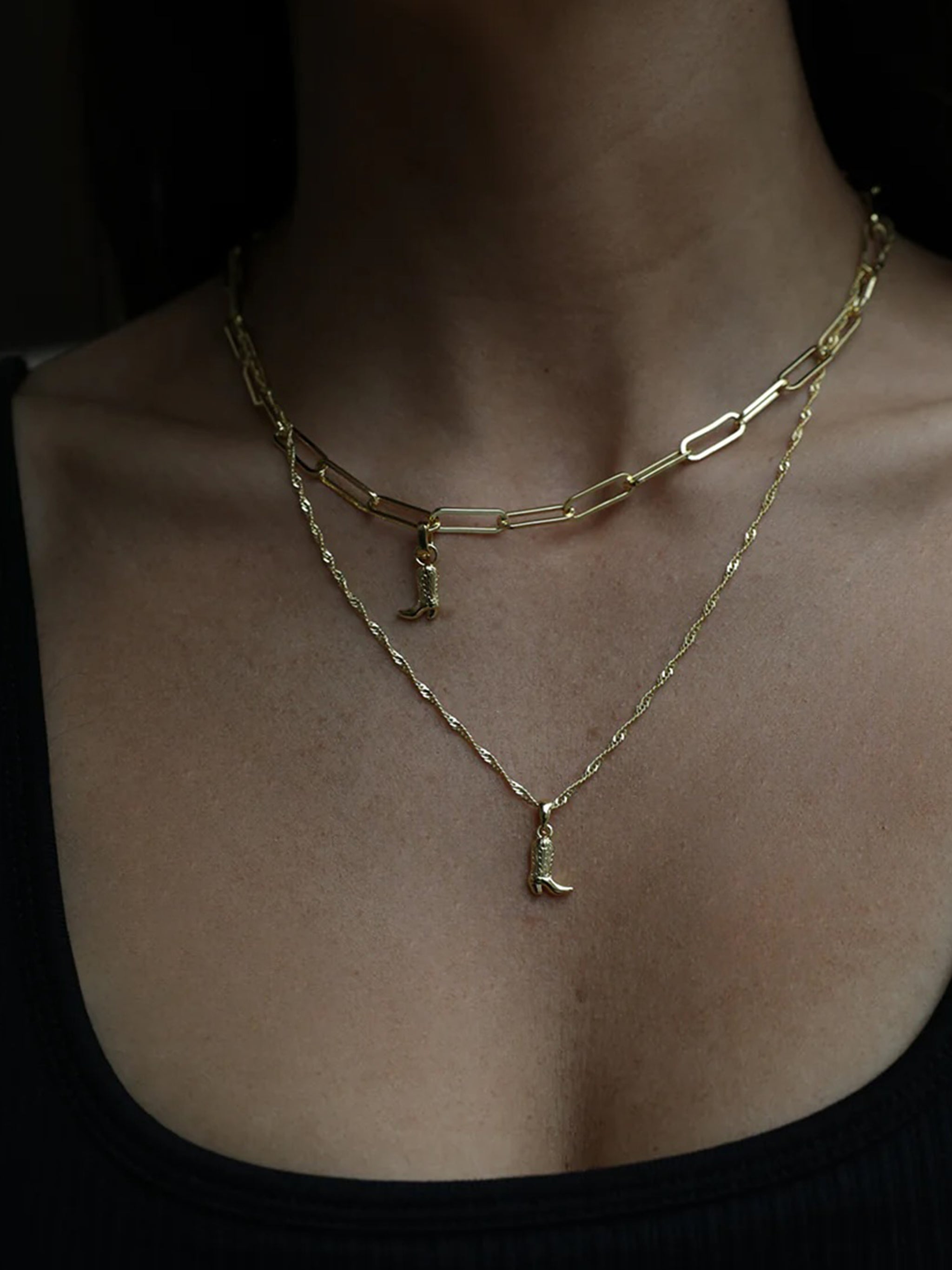 Cowboy Boot Chain and Pendant Necklace in Gold | Uncommon James