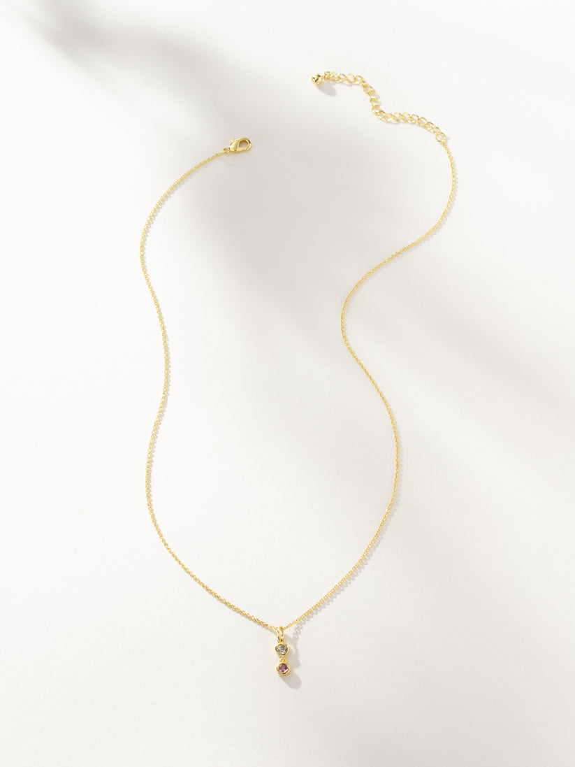 Pink and White Gem Dainty Chain Necklace in Gold | Uncommon James