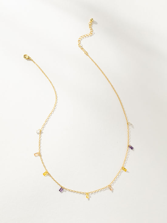 Watercolor Gem and Dainty Chain Necklace in Gold | Uncommon James