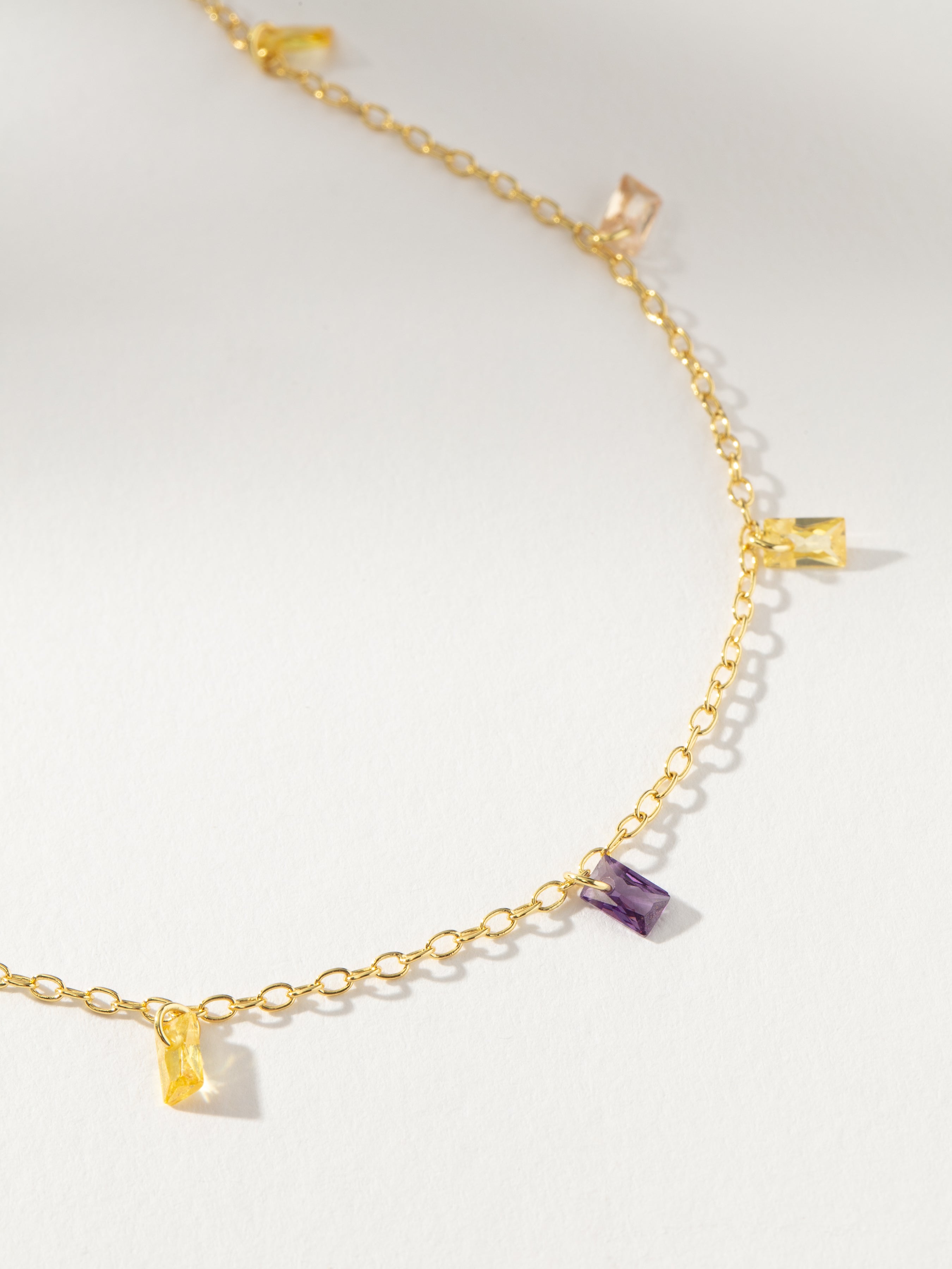 Watercolor Gem and Dainty Chain Necklace in Gold | Uncommon James