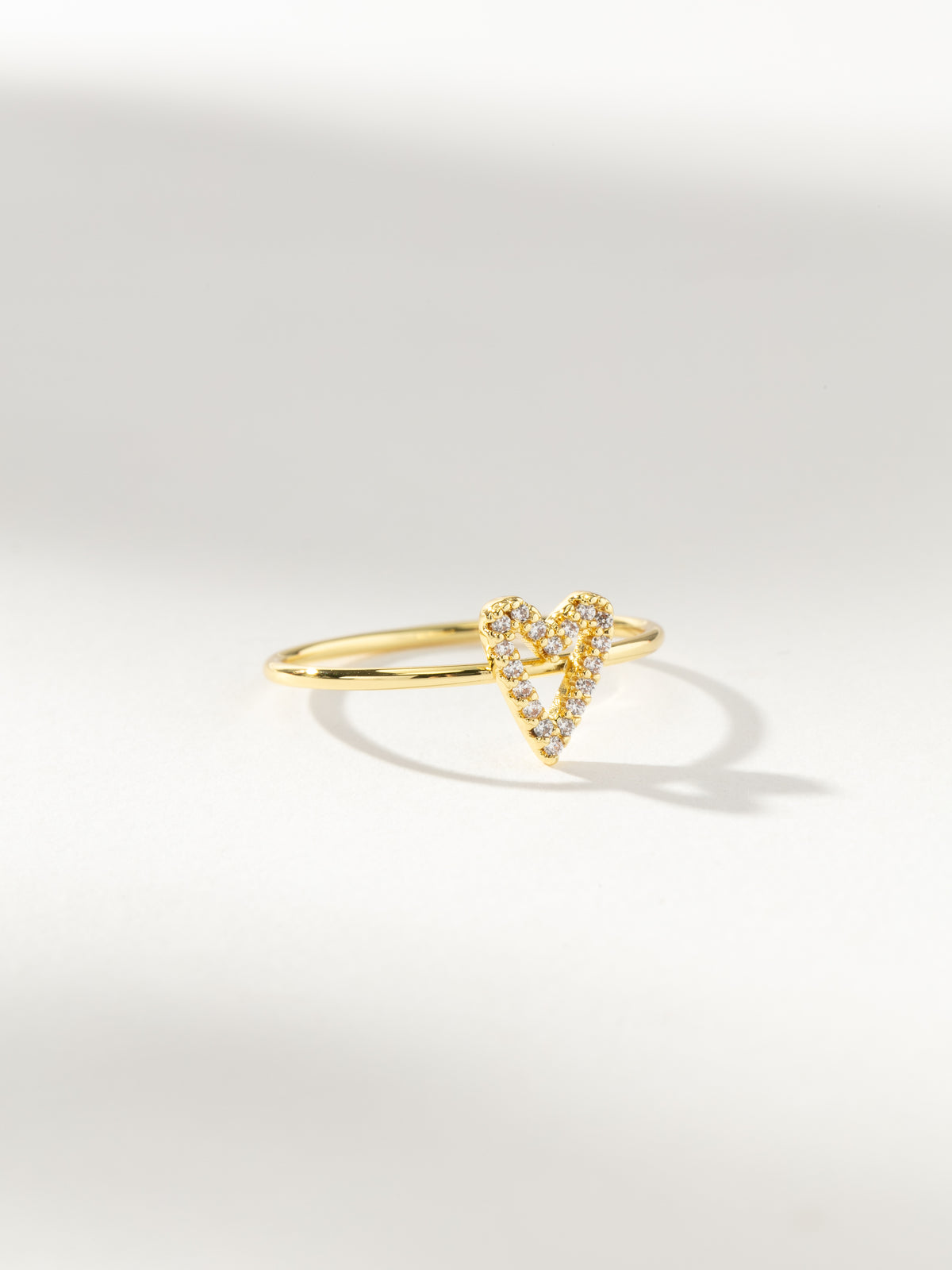 Dainty Open Heart Pavé Ring in Gold | Uncommon James