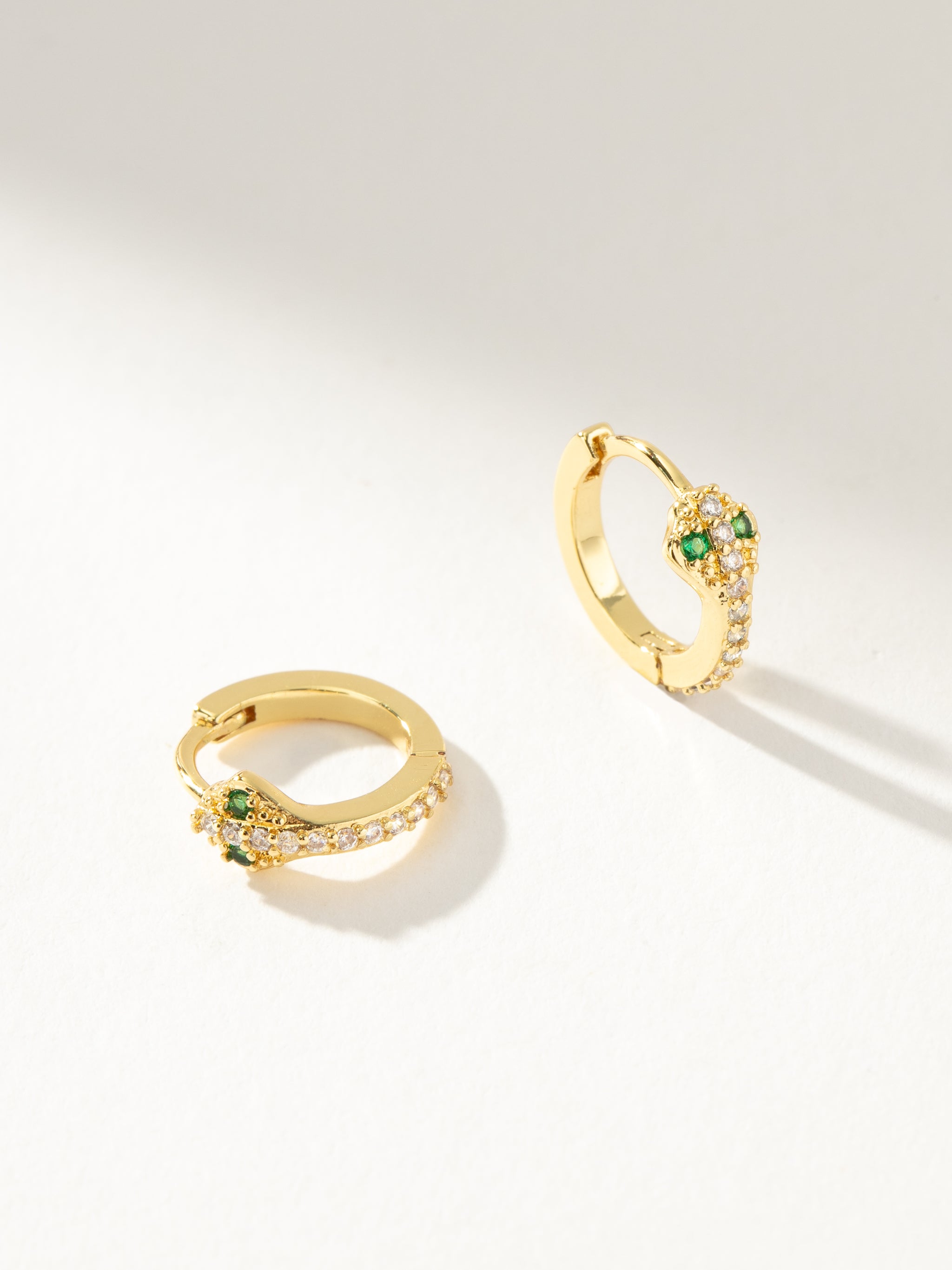 Snake Huggie Earrings in Gold | Pavé Mini Hoops | Uncommon James