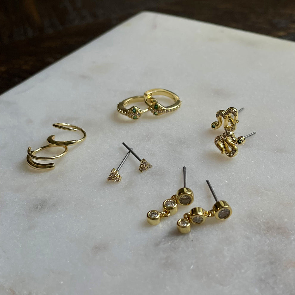 Snake Huggie Earrings in Gold | Pavé Mini Hoops | Uncommon James