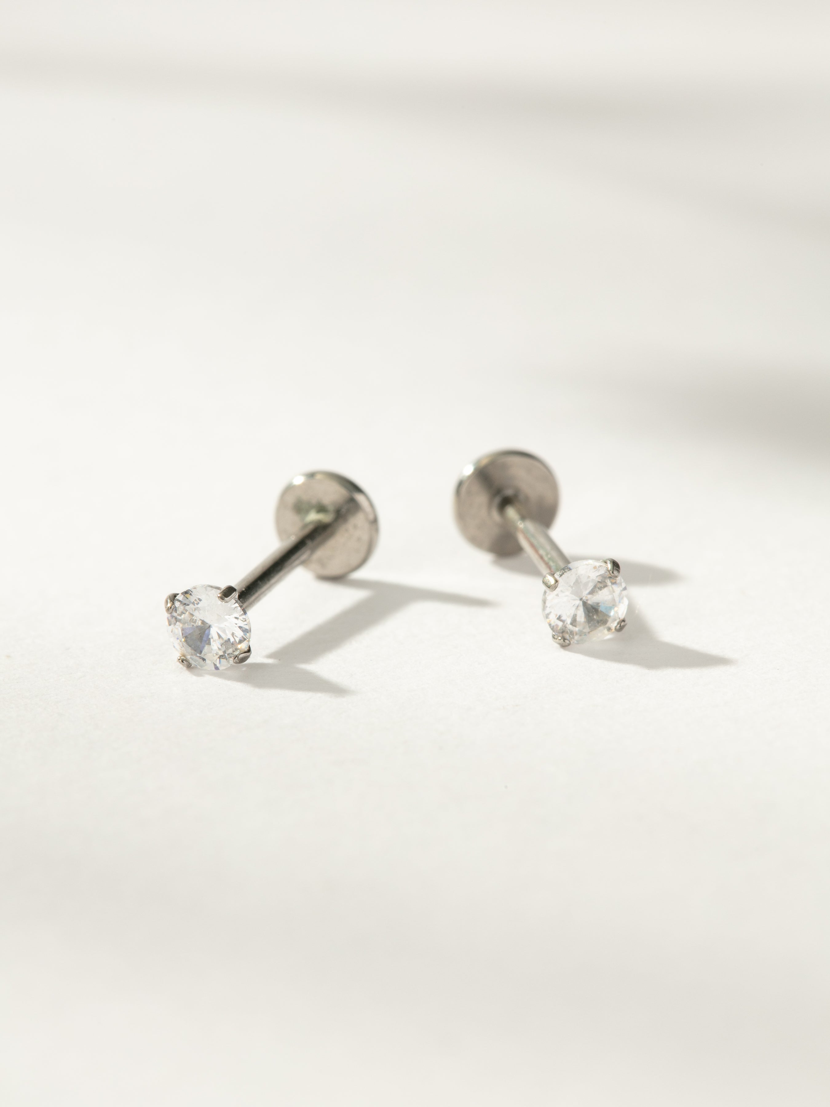 Simple Diamond Titanium Flat Back Earrings | Uncommon James