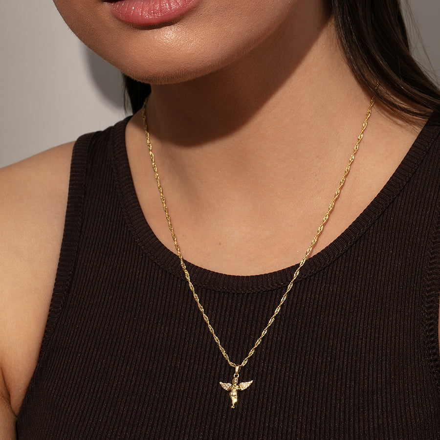 Angel Pendant and Chain Necklace in Gold | Uncommon James