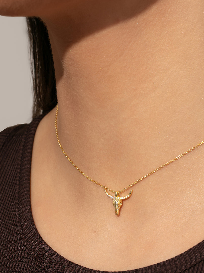 Fighter Longhorn Pendant, Pavé + Chain Necklace 2.0 | Uncommon James