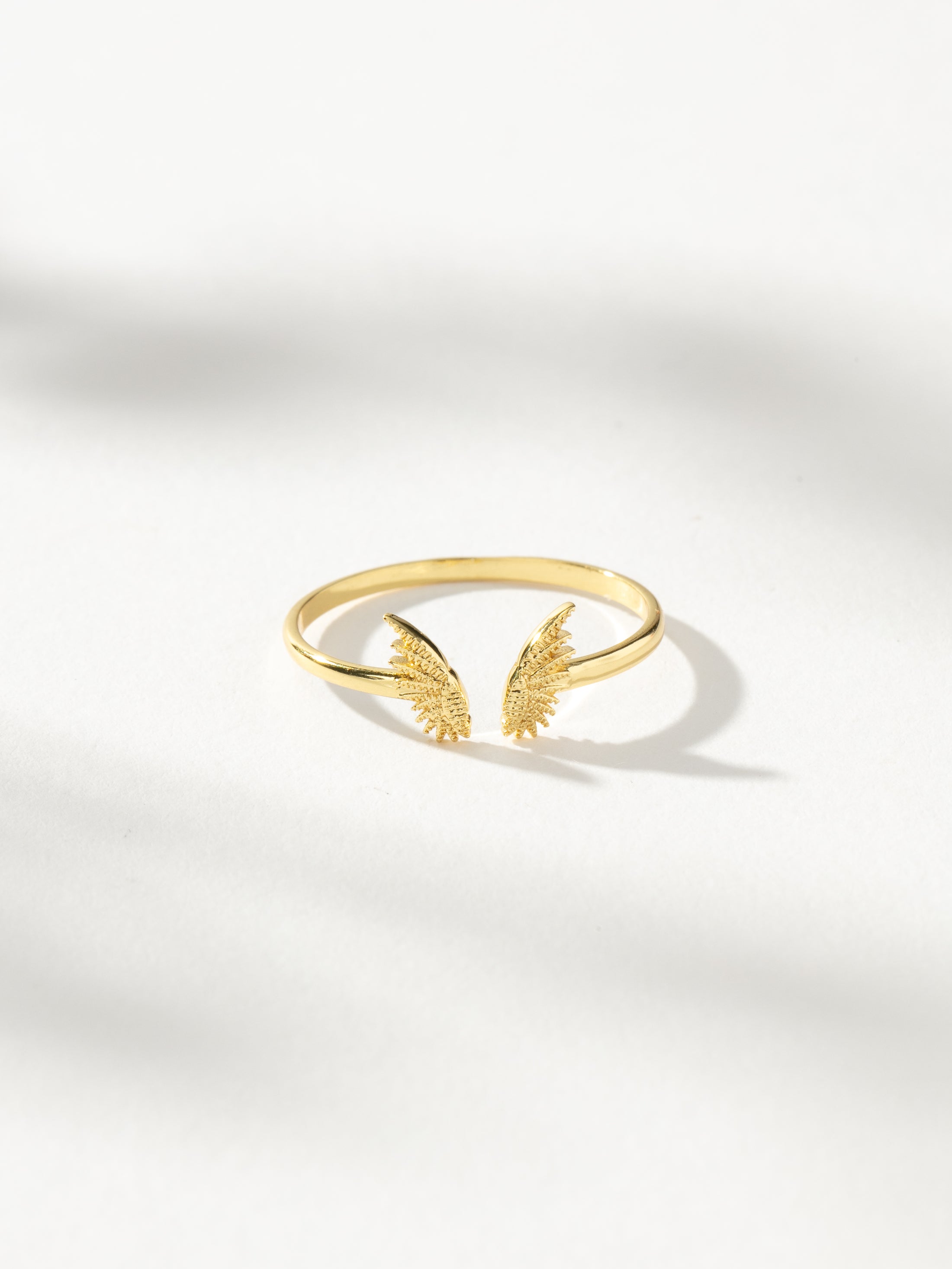 Dainty Angel Wings Ring Band in Gold | Uncommon James