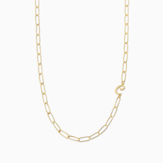 Silver + Gold Cursive Initial Necklace | Chain Letter Necklace ...