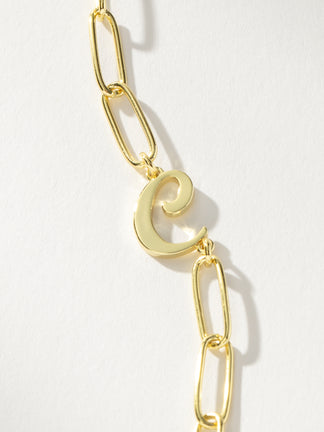 Silver + Gold Cursive Initial Necklace | Chain Letter Necklace ...