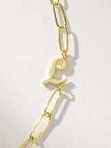 Silver + Gold Cursive Initial Necklace | Chain Letter Necklace ...