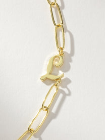 Silver + Gold Cursive Initial Necklace | Chain Letter Necklace ...