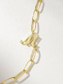 Silver + Gold Cursive Initial Necklace | Chain Letter Necklace ...