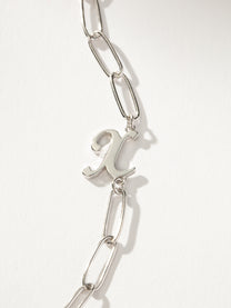 Silver + Gold Cursive Initial Necklace | Chain Letter Necklace ...