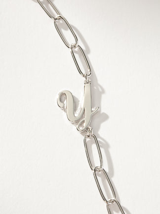 Silver + Gold Cursive Initial Necklace | Chain Letter Necklace ...