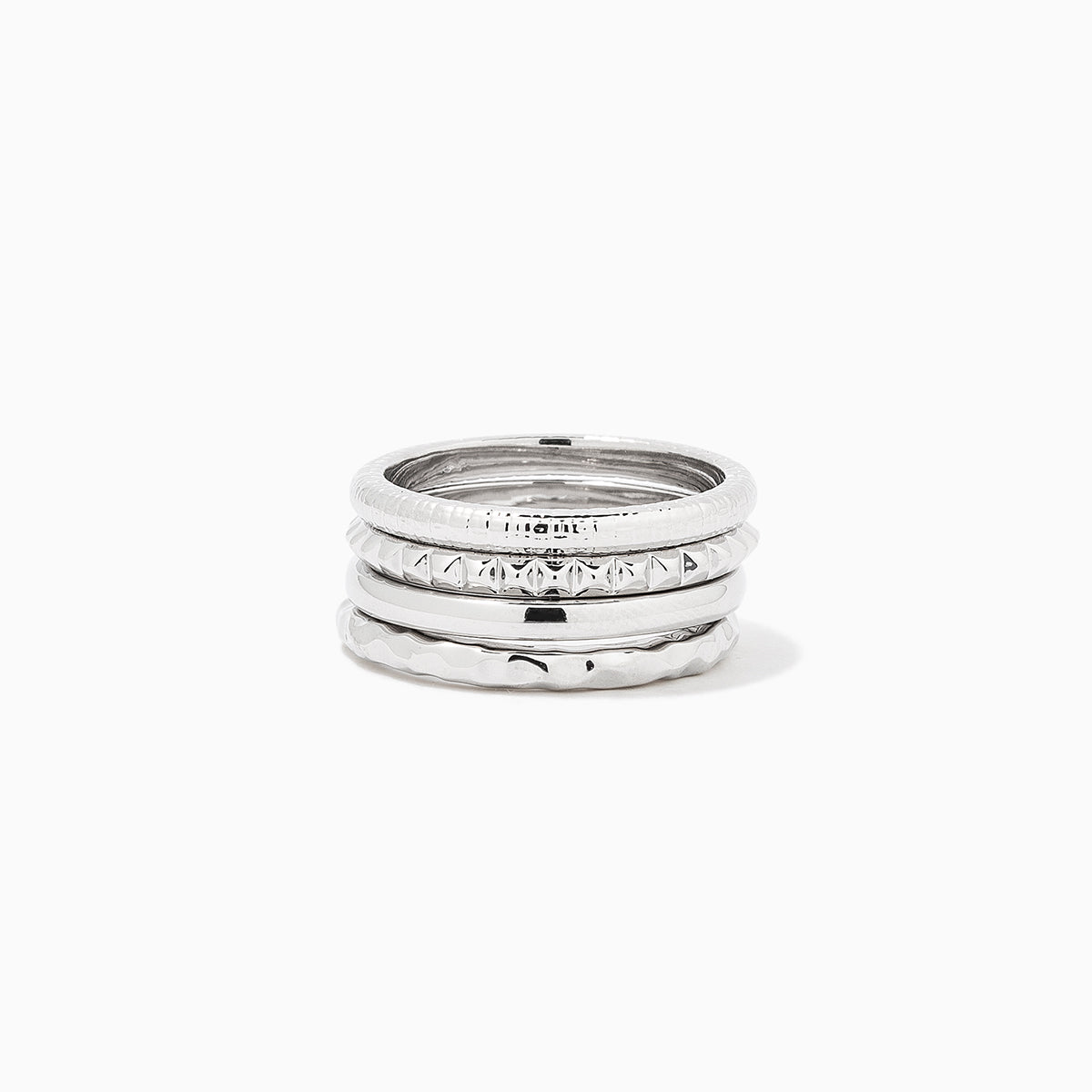 Silver and Gold Textured Ring Stack of Four | Uncommon James