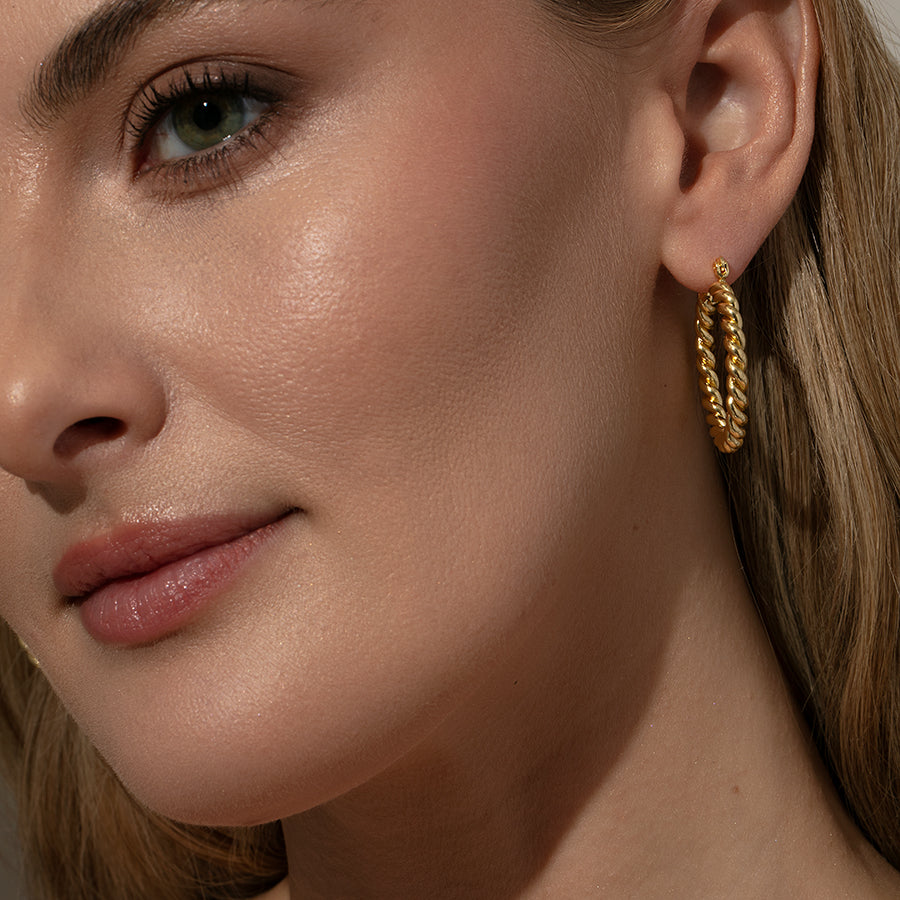 Gold Rope Twist Hoop Earrings | Statement Hoops | Uncommon James