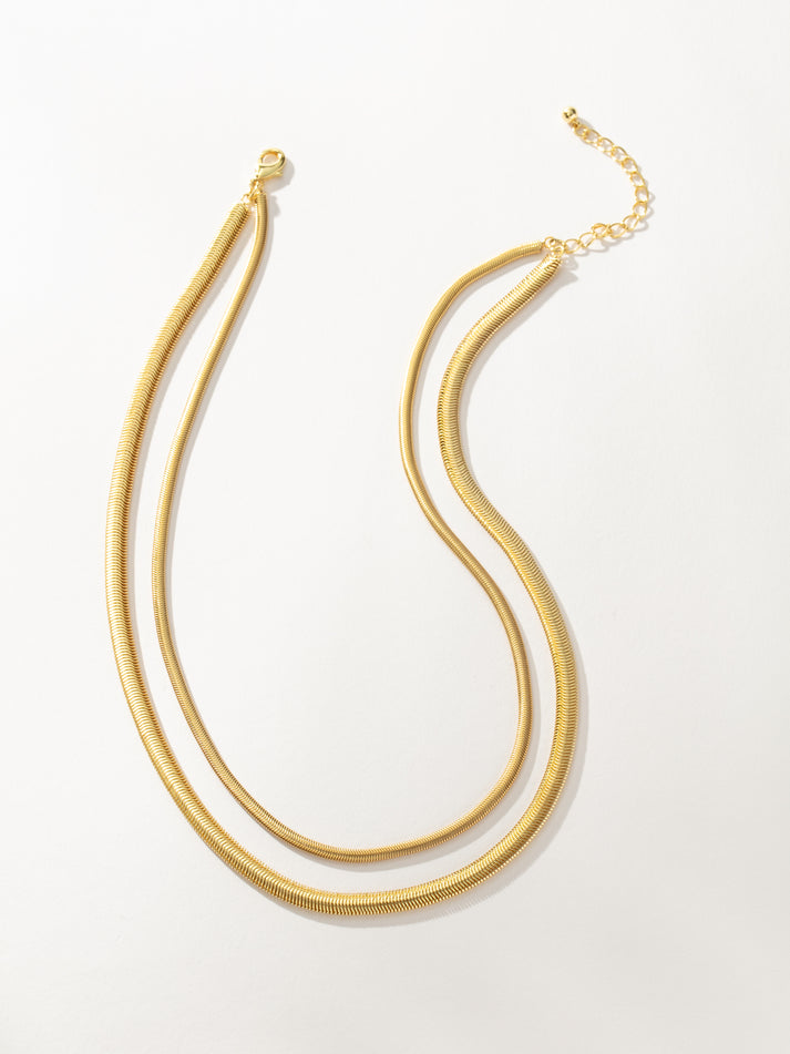 Gold Layered Flat Snake Chain Necklace | Uncommon James