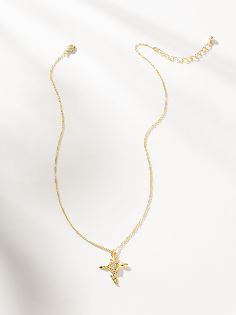 Gold Rose Cross Chain and Pendant Necklace | Uncommon James