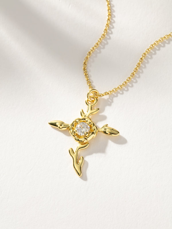 Gold Rose Cross Chain and Pendant Necklace | Uncommon James