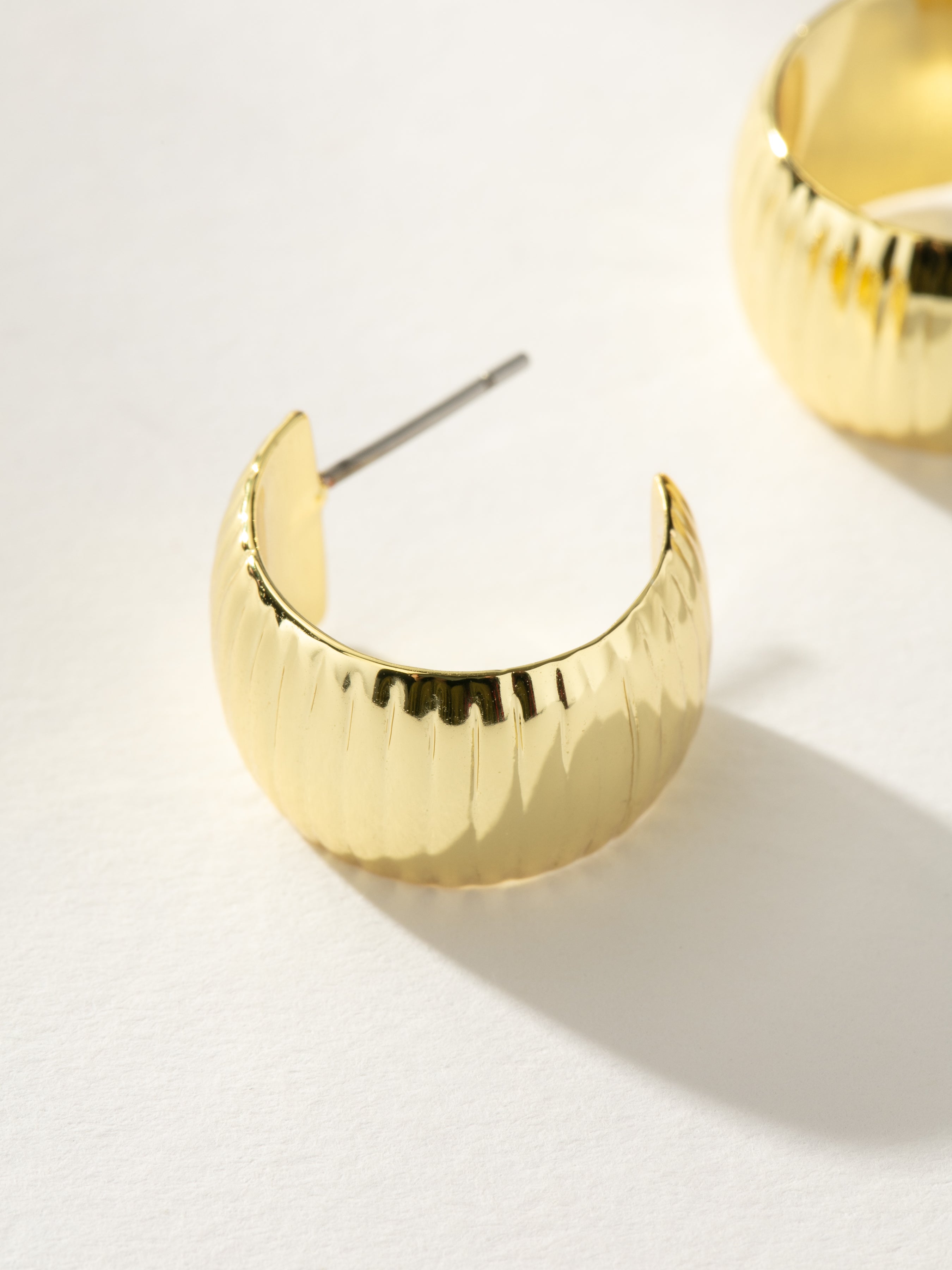 Ribbed Statement Hoop Earrings in Gold Uncommon James