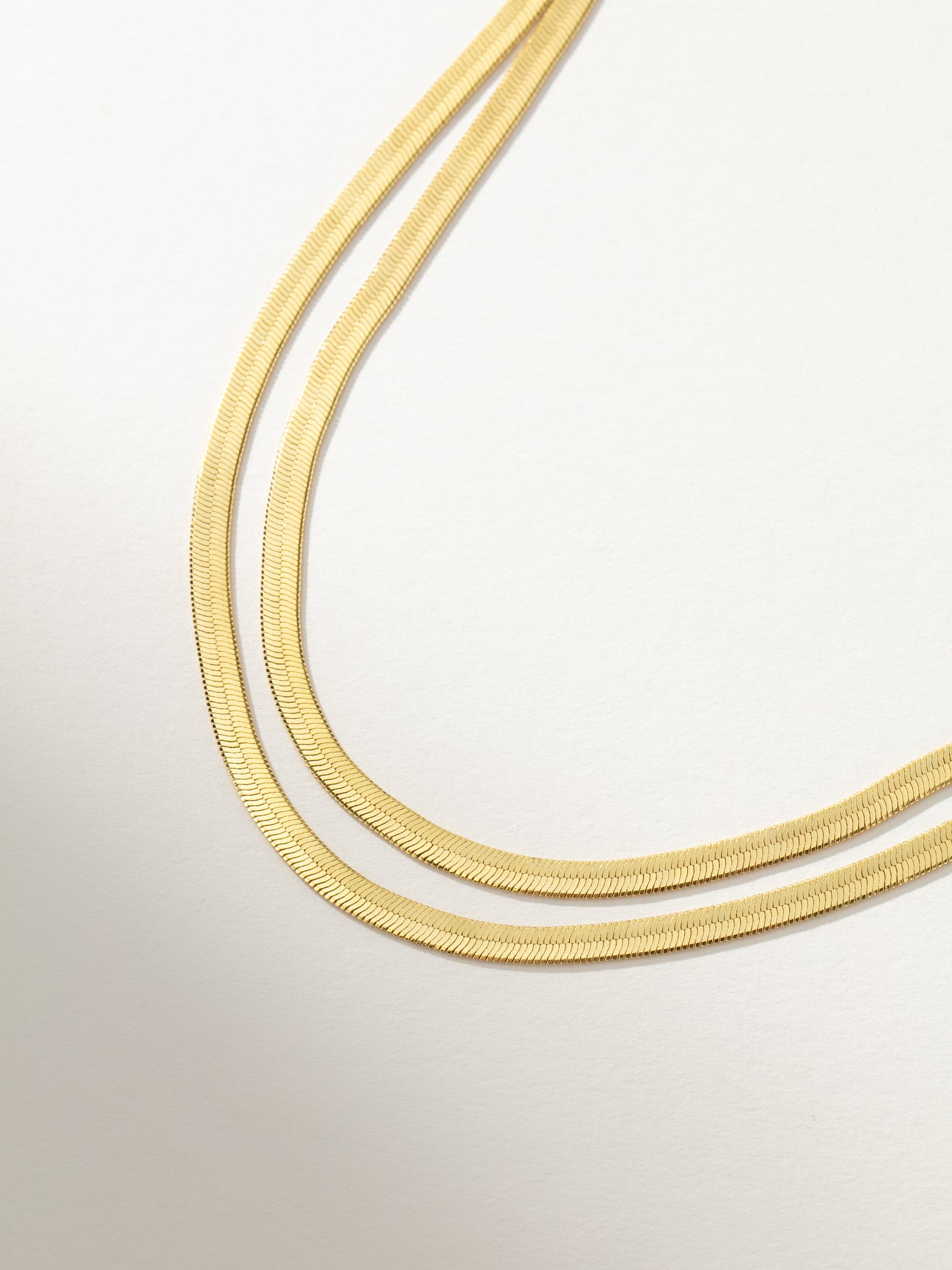 Gold Double Layer Herringbone Chain Necklace | Uncommon James