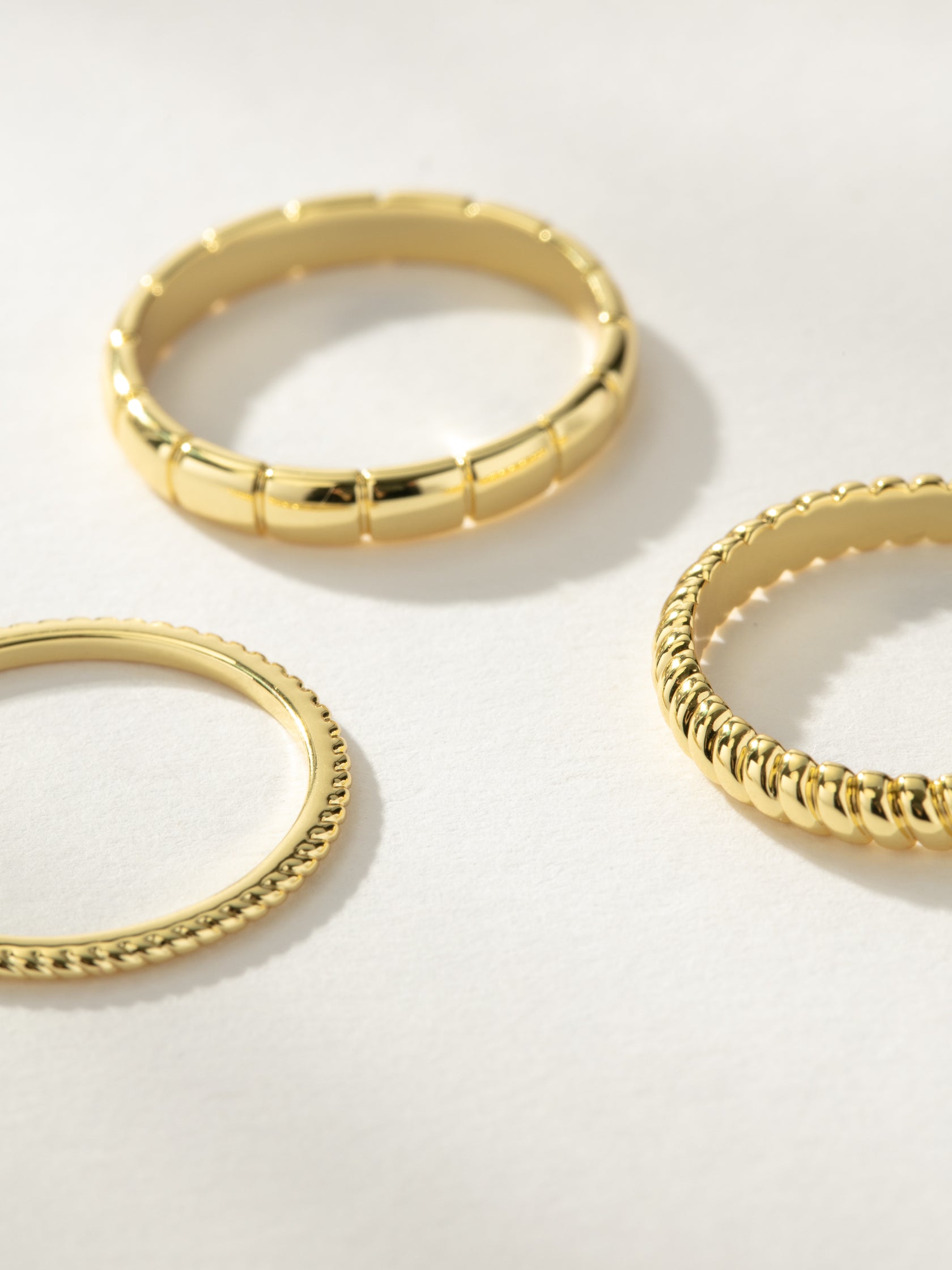 Vortex Textured Ring Stack Set of 3 in Gold | Uncommon James