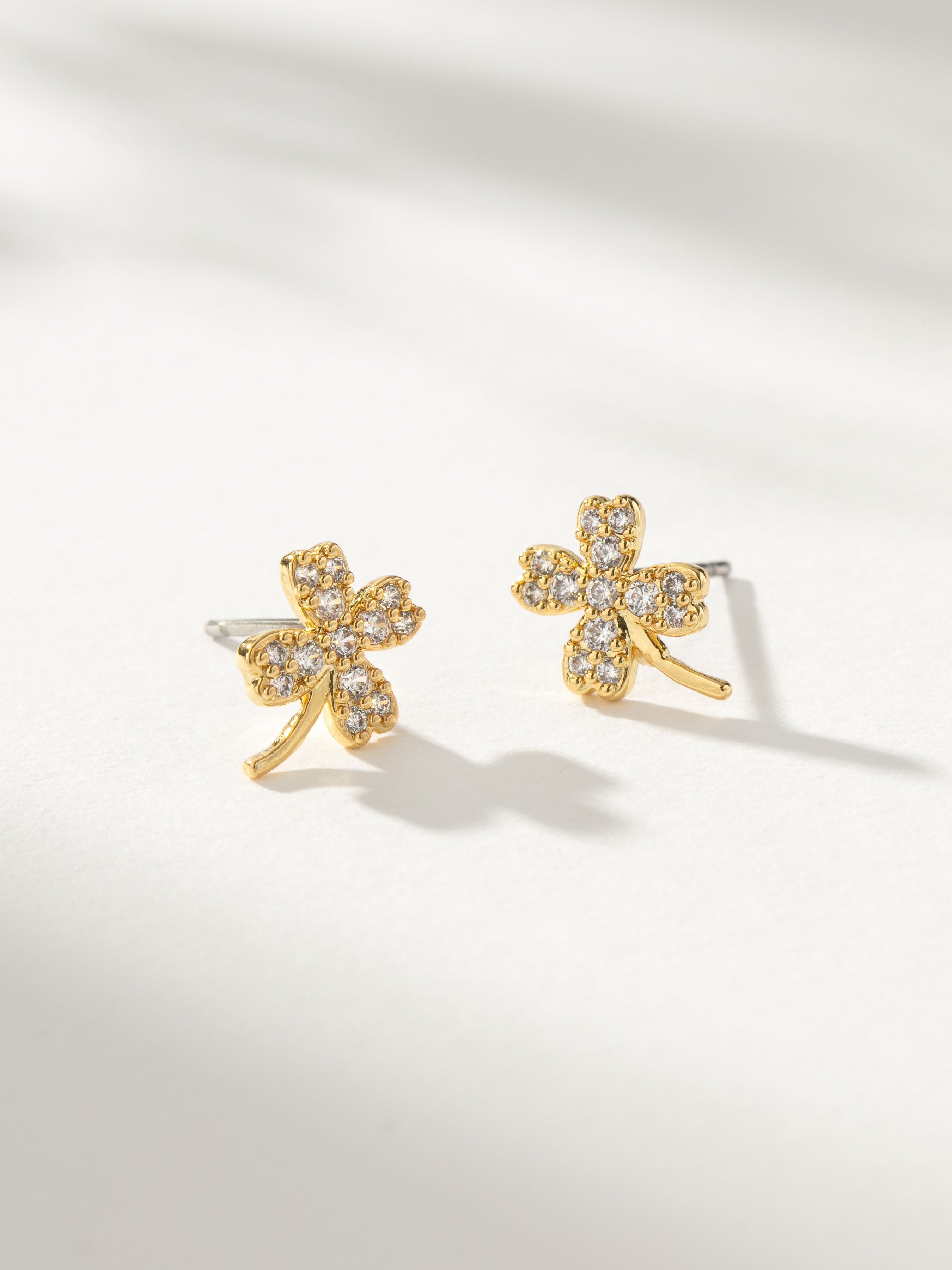 Four Leaf Clover Stud Earrings in Gold and Silver | Uncommon James