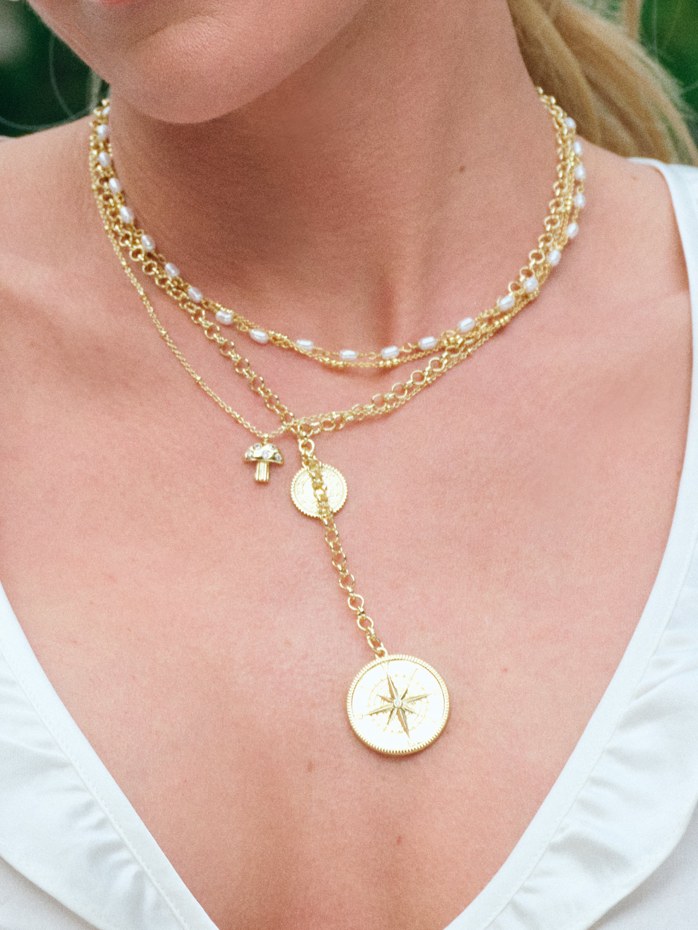 Gold Compass Lariat Necklace | Statement Necklace | Uncommon James