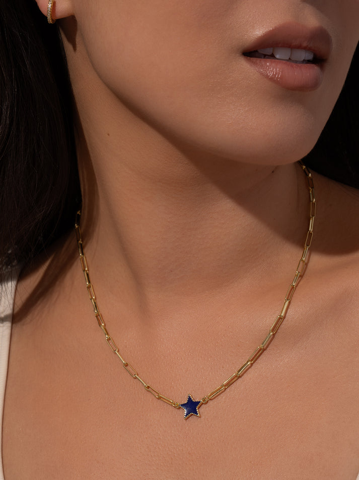 Navy Star Pendant Necklace in Gold | Star Necklace | Uncommon James