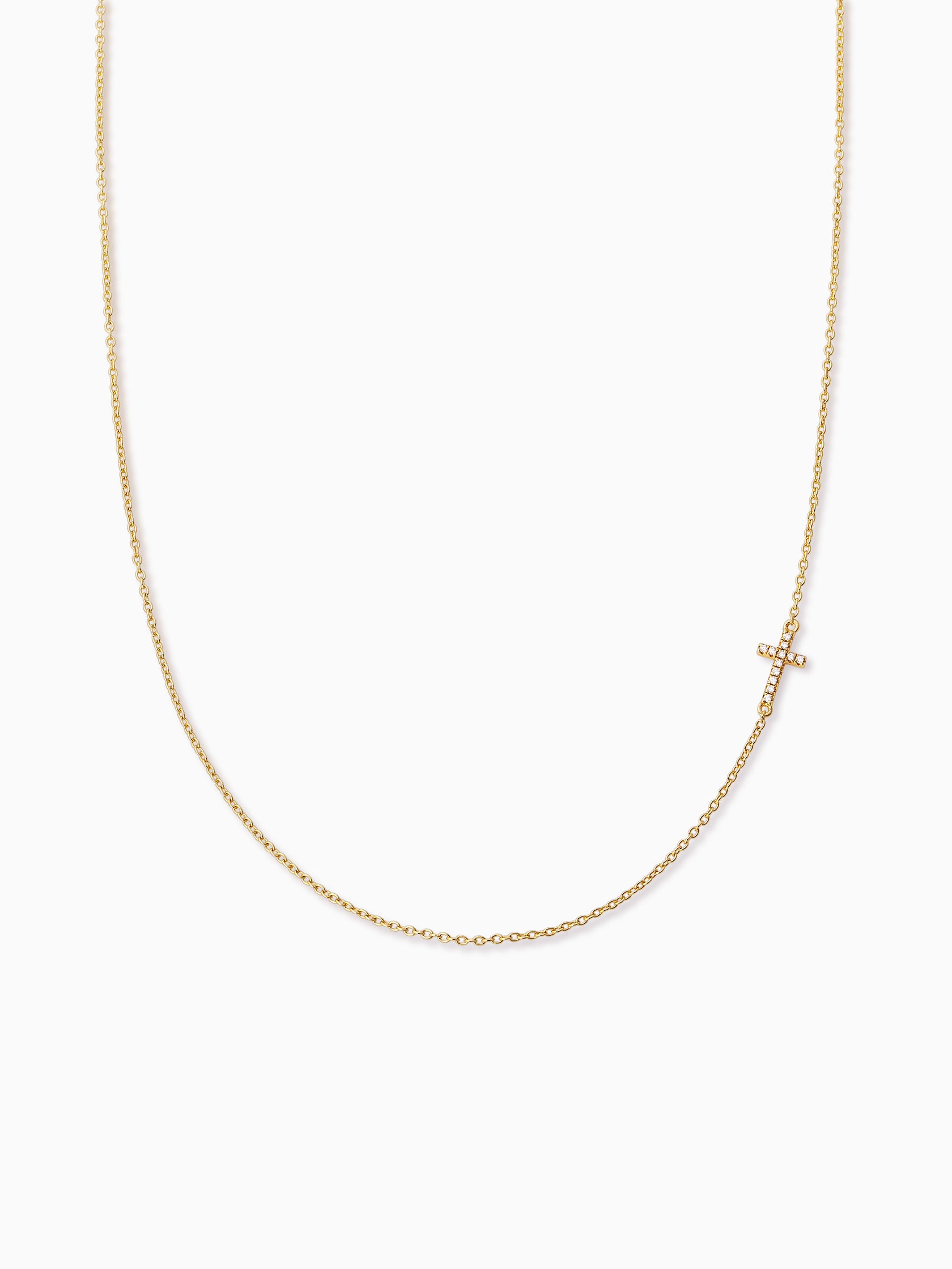 18k Gold Side Cross Vermeil Pavé Chain Necklace | Uncommon James