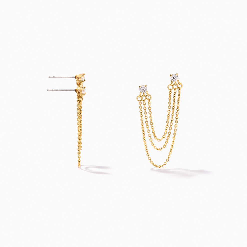 Triple Chain Ear Climber Earrings in Gold | Uncommon James