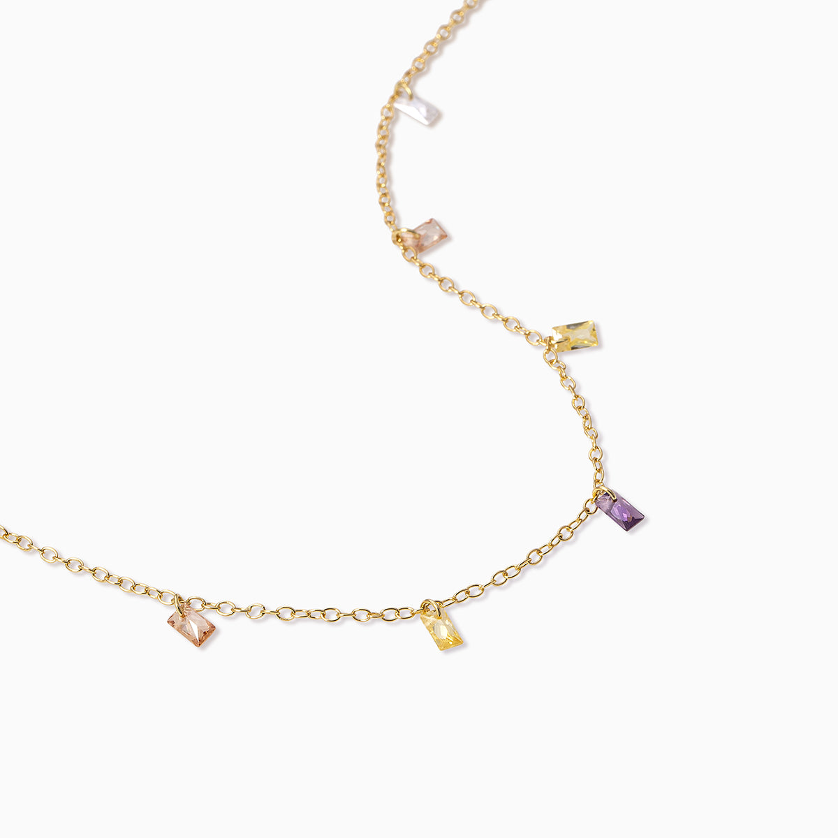 Watercolor Gem and Dainty Chain Necklace in Gold | Uncommon James