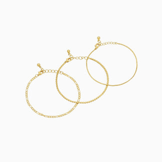 Gilded Chain Bracelets Set of Three in Gold | Uncommon James